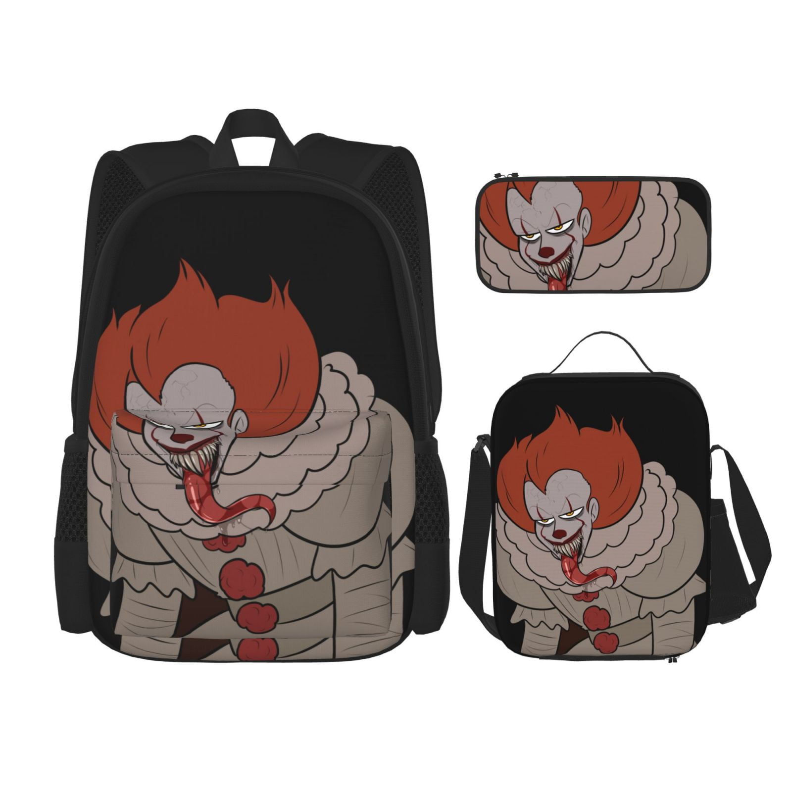 Pennywise Joker Clown 2 Backpacks With Lunch Pack Pencil Case 3pcs Set ...