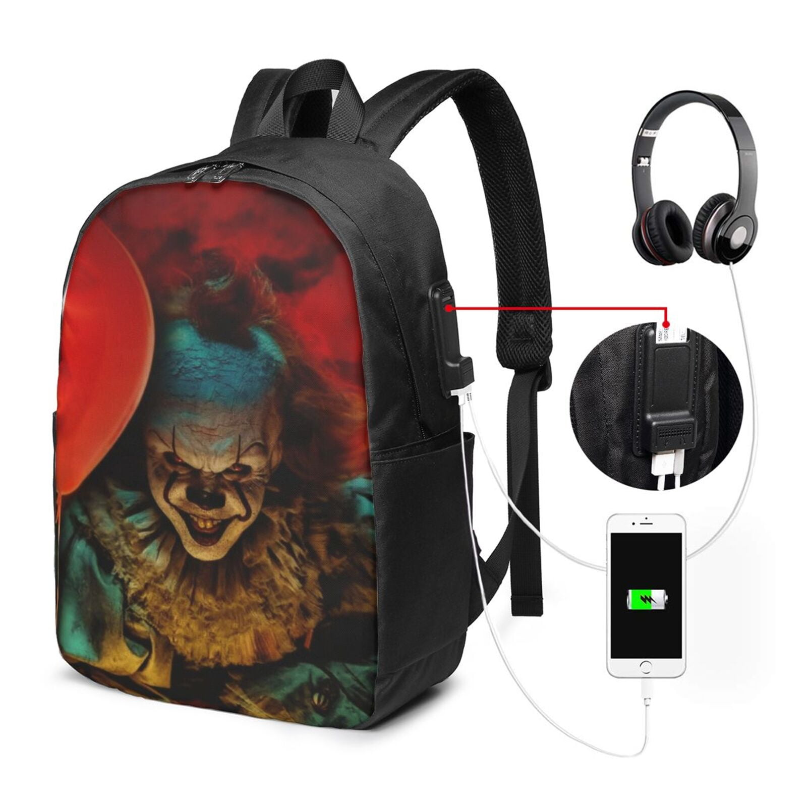 Pennywise Laptop Backpack with U-SB Book Bag for Adult Laptop for ...