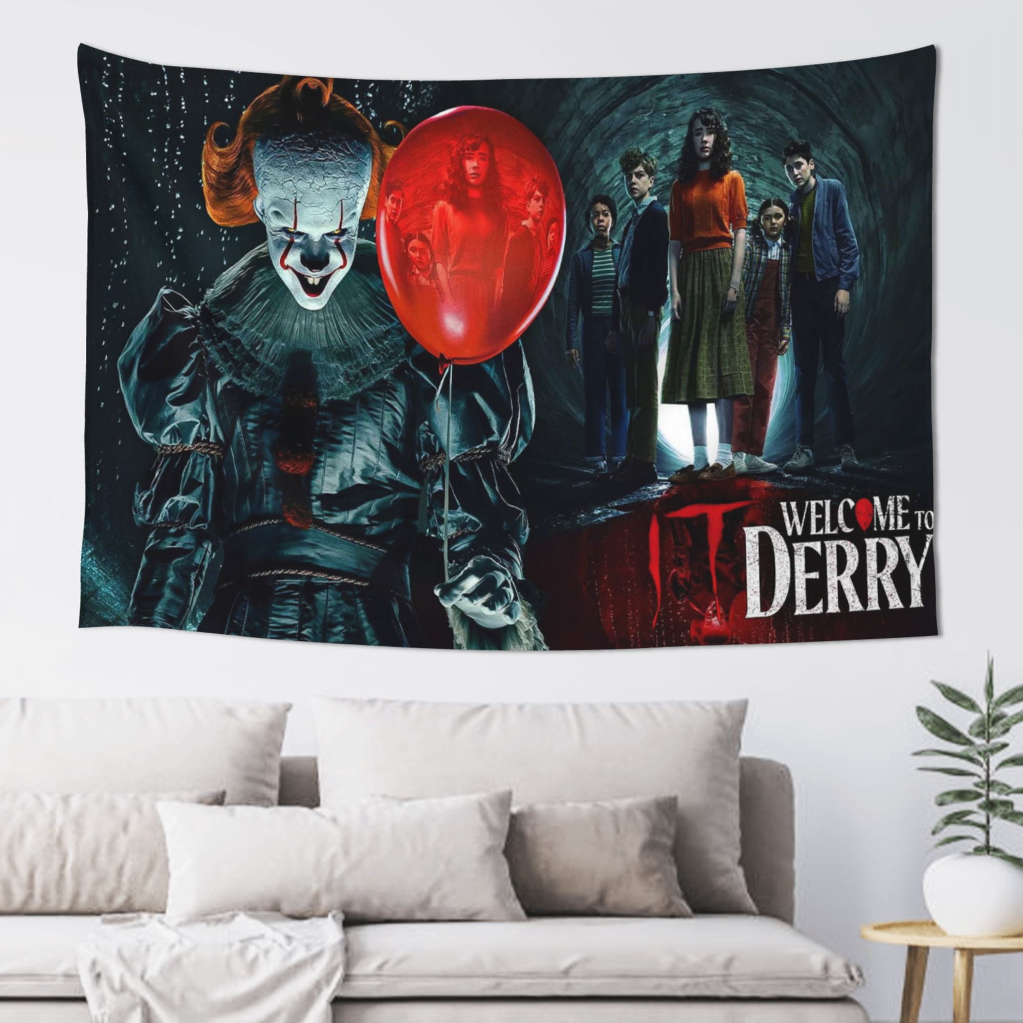 Pennywise Welcome To Derry Wall Tapestry Poster for Bedroom Aesthetics ...