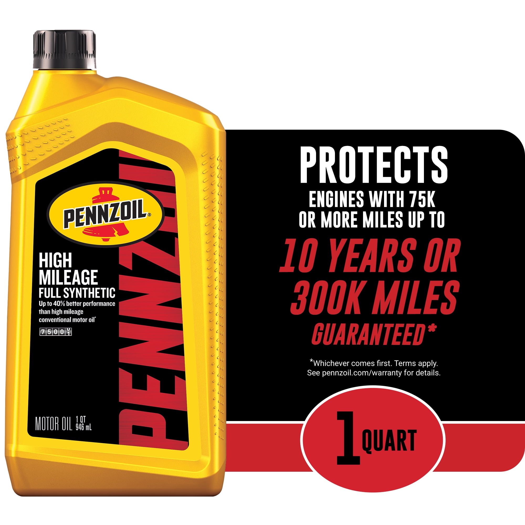 Pennzoil High Mileage Full Synthetic 0W-20 Motor Oil, 1 Quart - Walmart.com