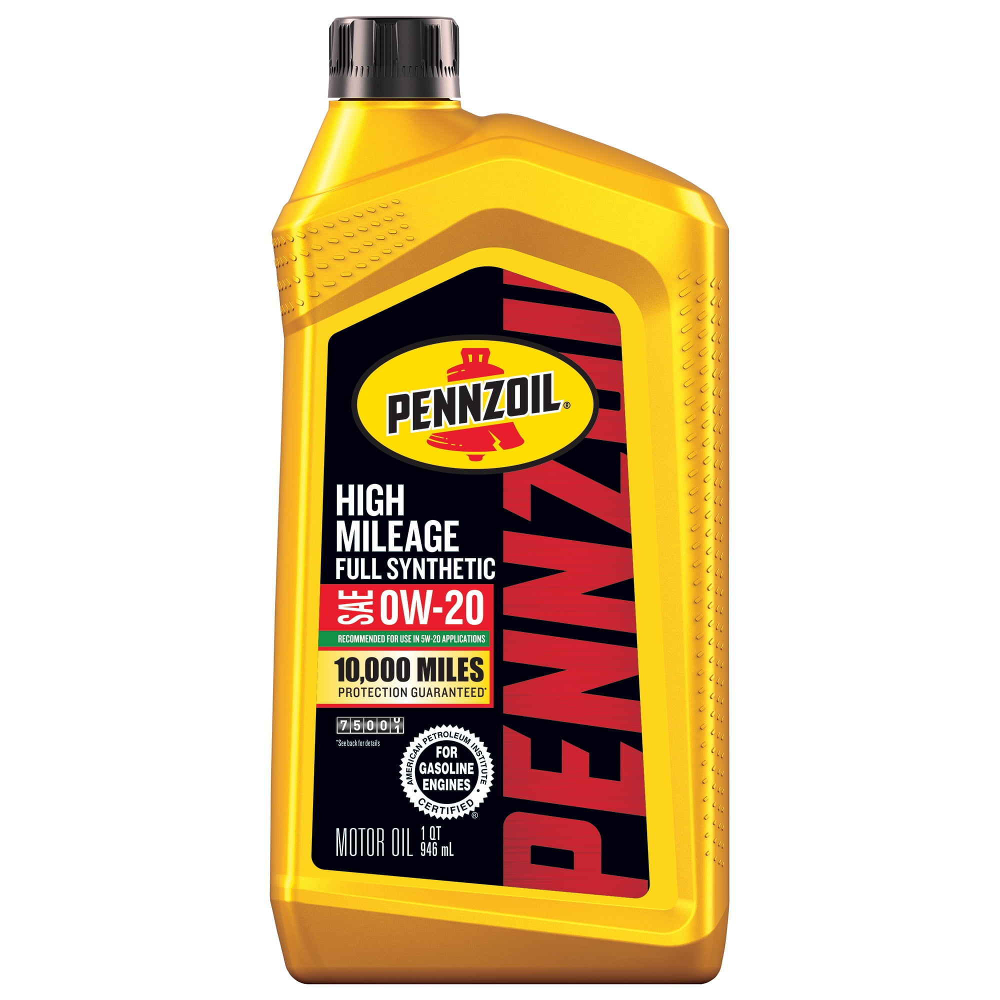 Pennzoil High Mileage Full Synthetic 0W-20 Motor Oil, 1 Quart - Walmart.com