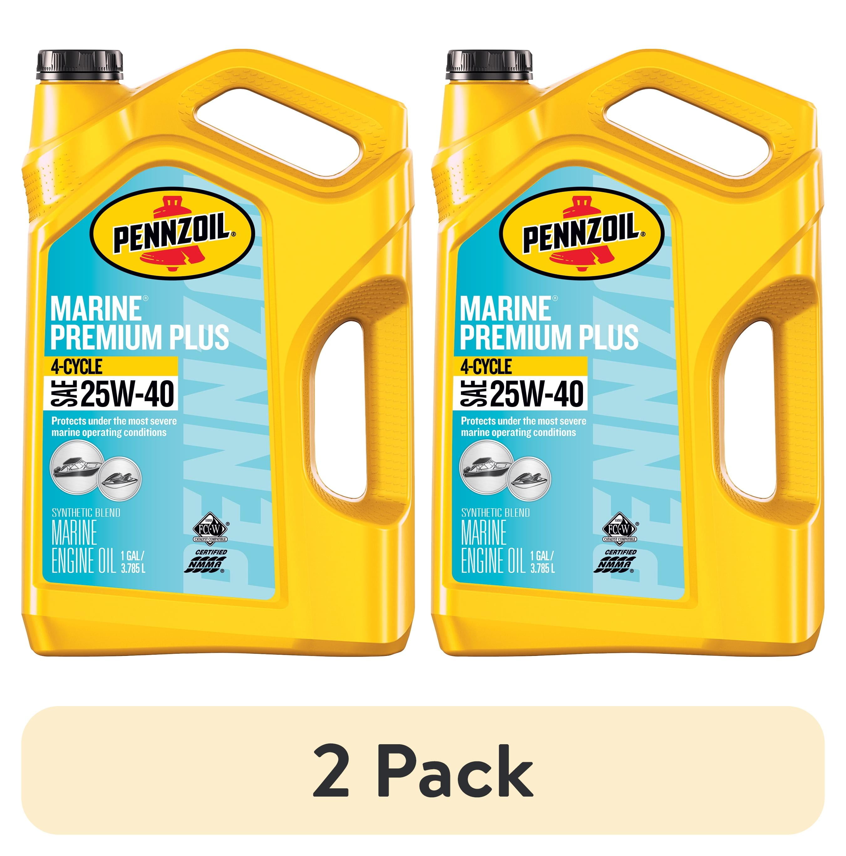 (2 pack) Pennzoil Marine Premium Plus Outboard 4-Cycle 25W-40 Engine ...