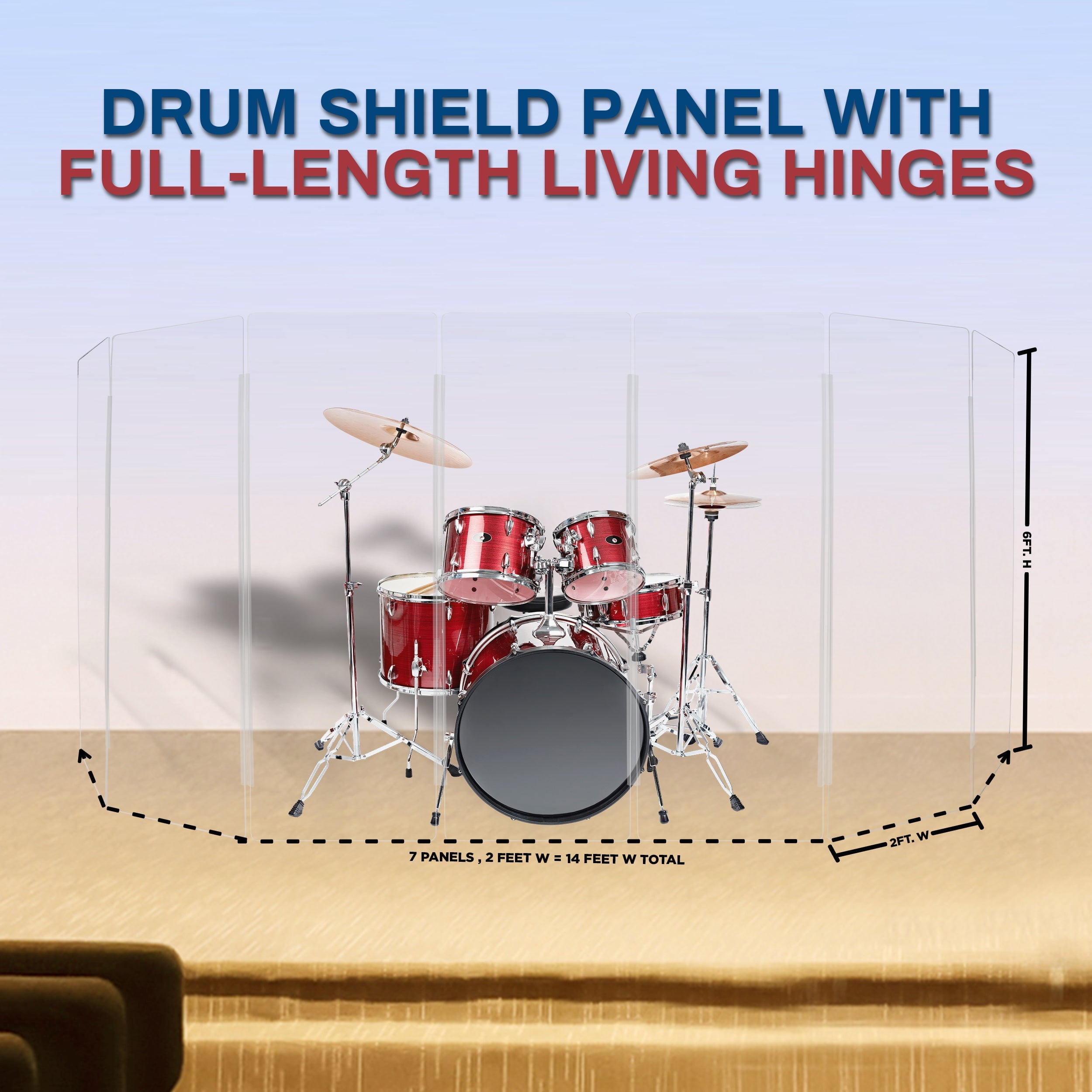 PENNZONI Acrylic Drum Screen, 7 Panels, Living Hinges, 6ft Clear Panels ...