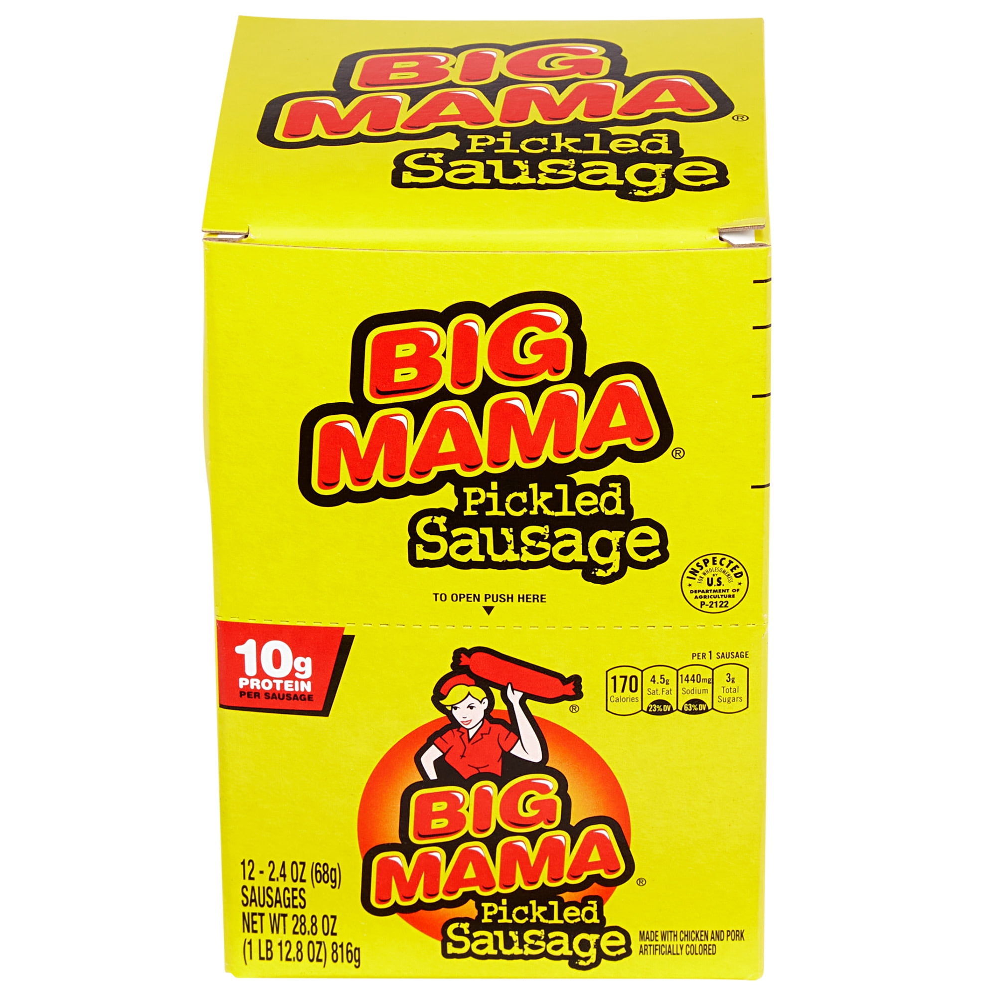 Penrose Big Mama Pickled Sausages 2.4 oz, savory chicken and pork snack ...