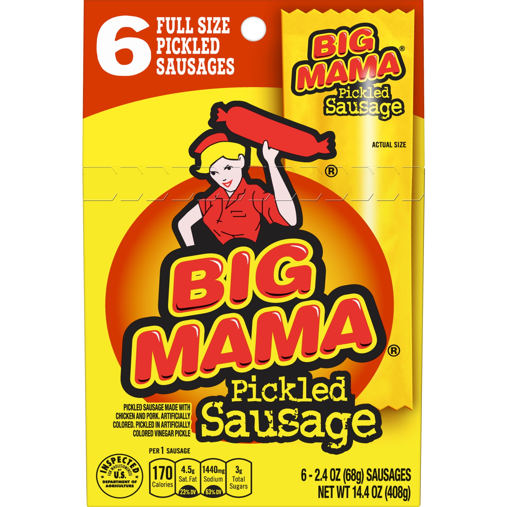 Penrose Big Mama Pickled Sausages, 2.4 oz., 6 Pack - Walmart.com