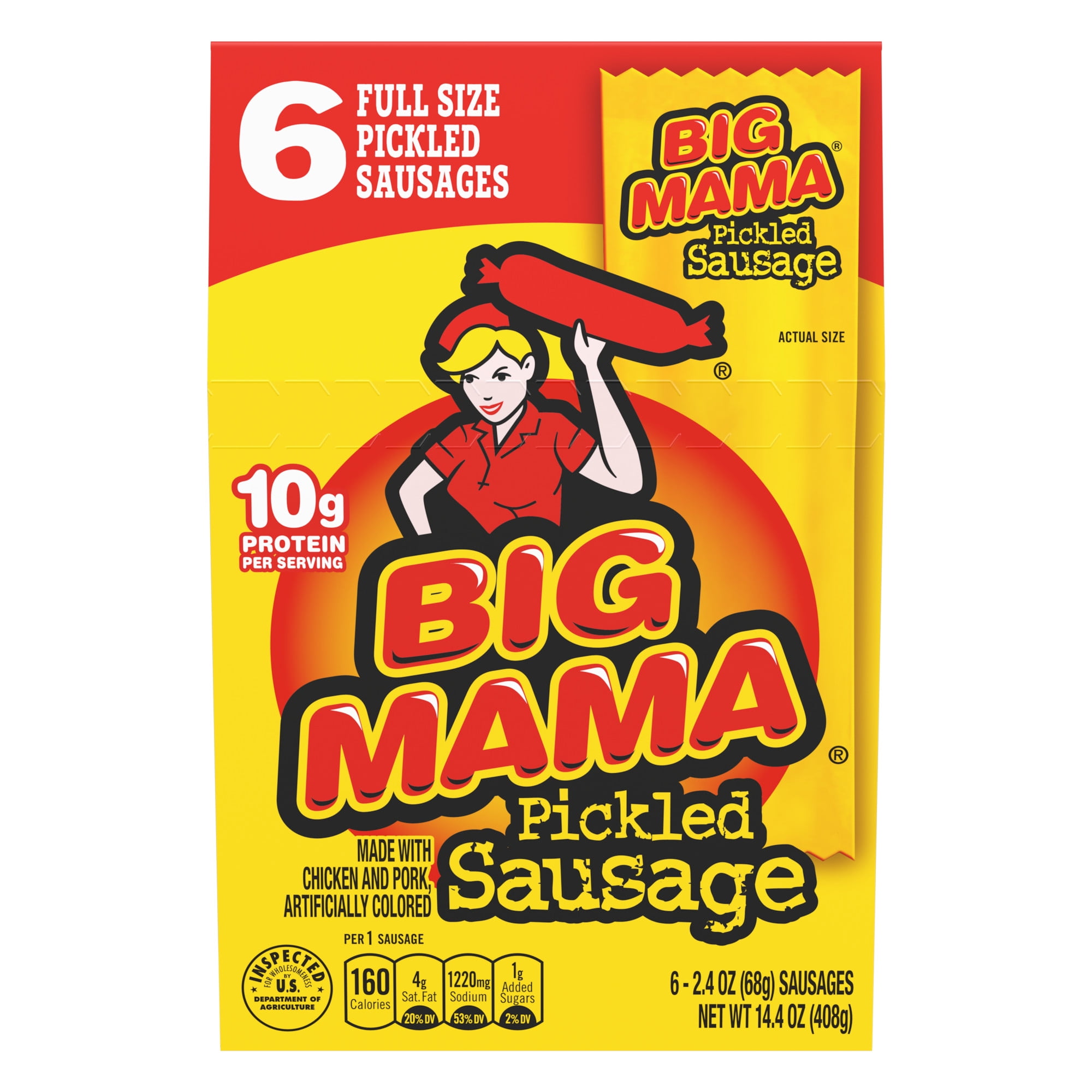 Penrose Big Mama Pickled Sausages, 2.4 oz., 6 Pack - Walmart.com