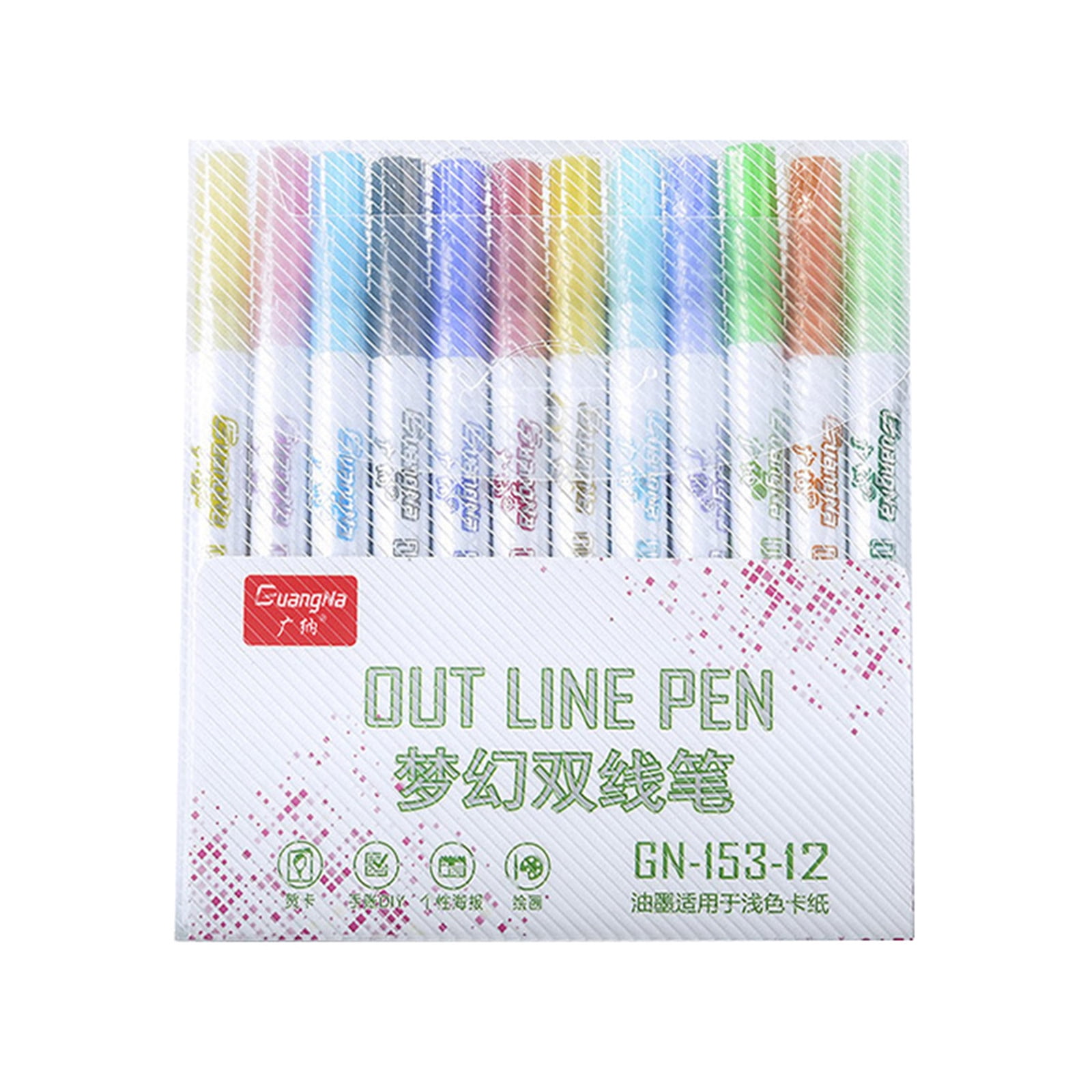 Pens Color Pen Fluorescent 5ml 12pc/set Pen Glitter Metal Marker Double ...