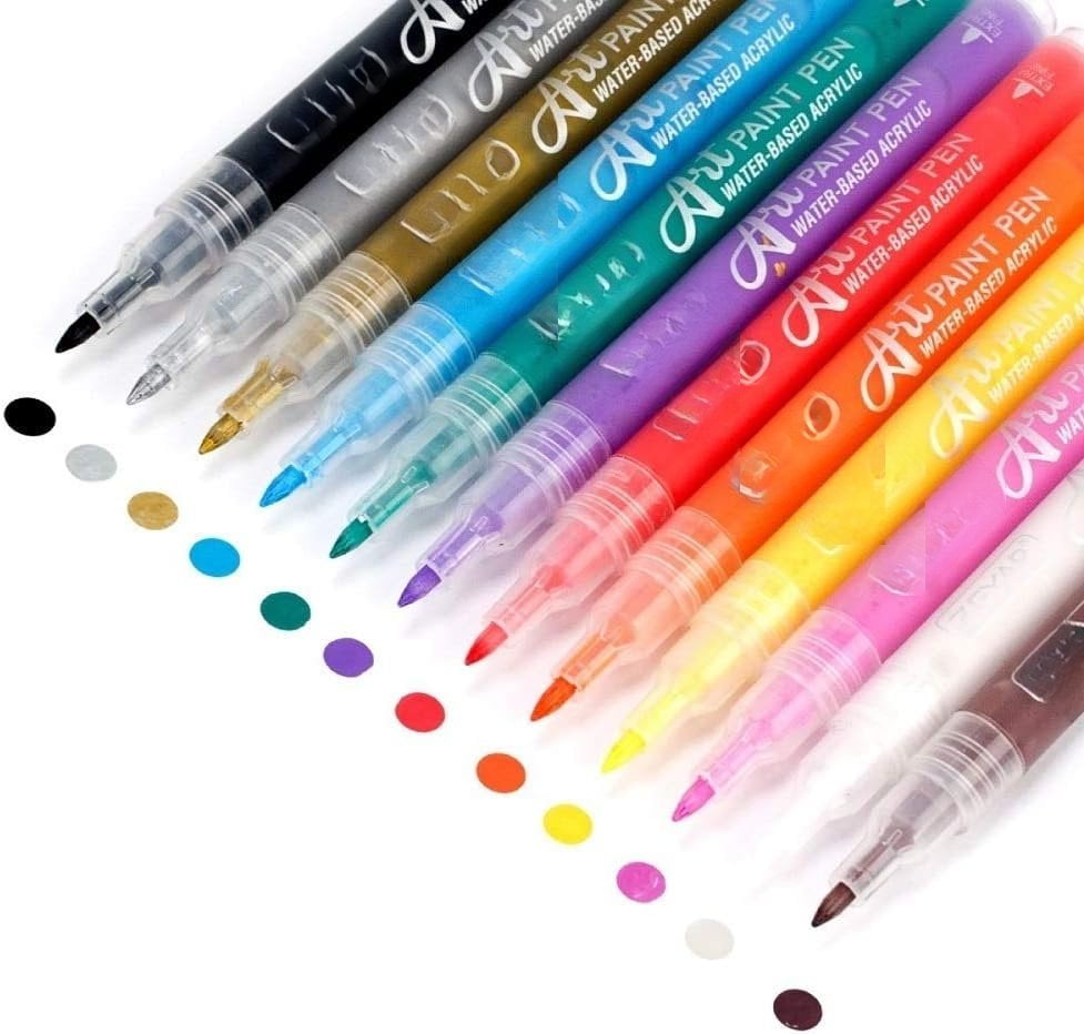 Pens, Extra Fine Point, AP , 12 Colors, Water Based, Permanent & Ink ...
