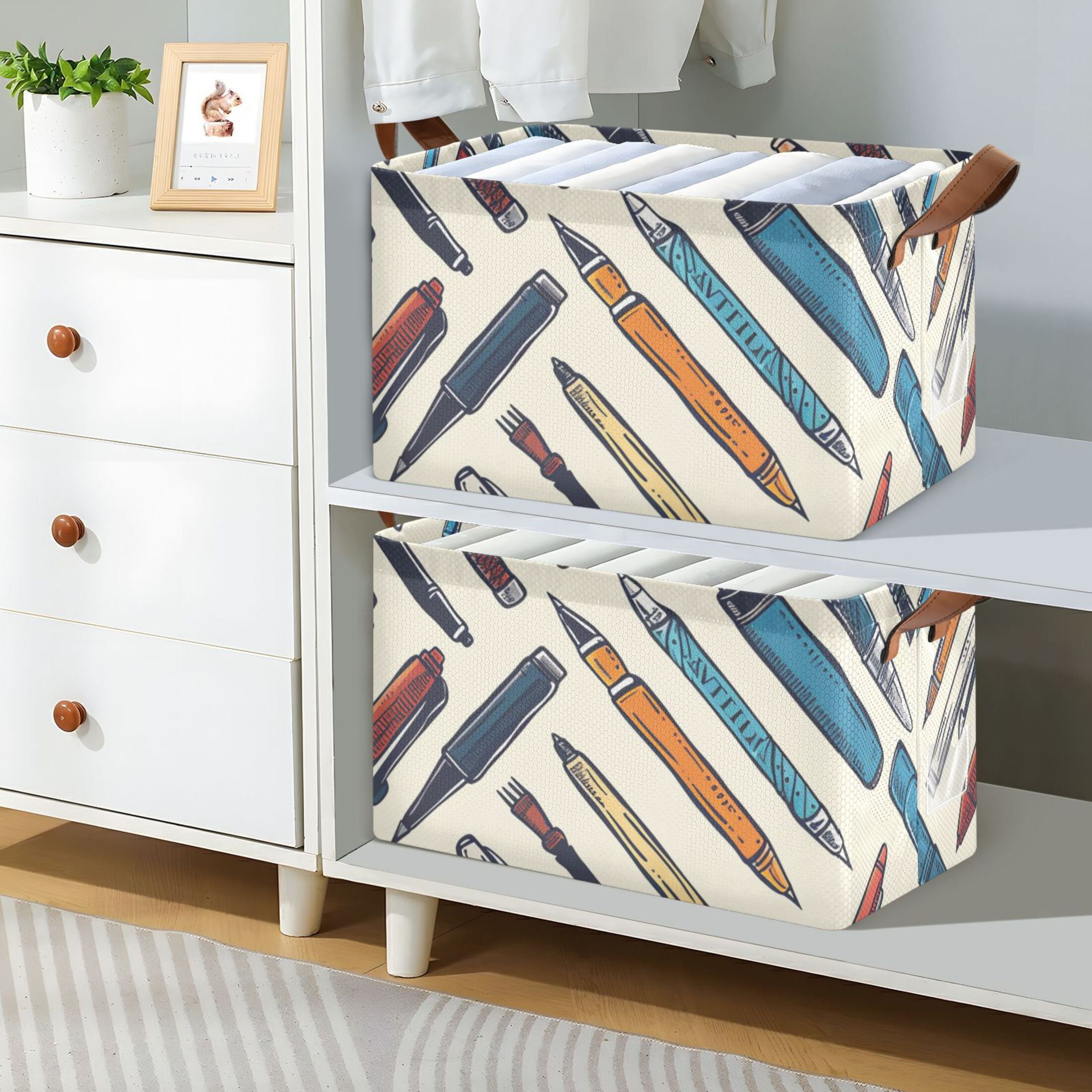 Pens Foldable Storage Large Fabric Storage Baskets Organizer Storage ...