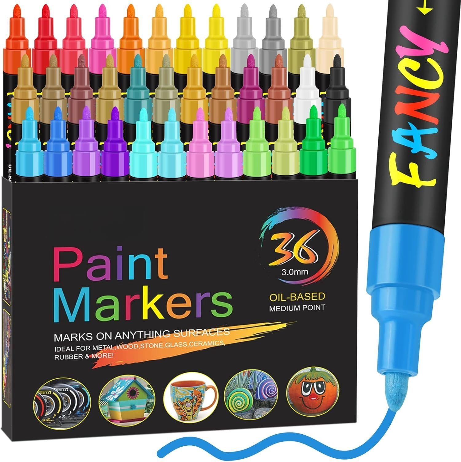Pens Markers, 36 Colors Oil-Based Art Marker Pen Set, Never Fade Quick ...