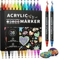 Pens Markers,36 Colours Fine & Dot Dual Tip Markers for Rock Painting ...