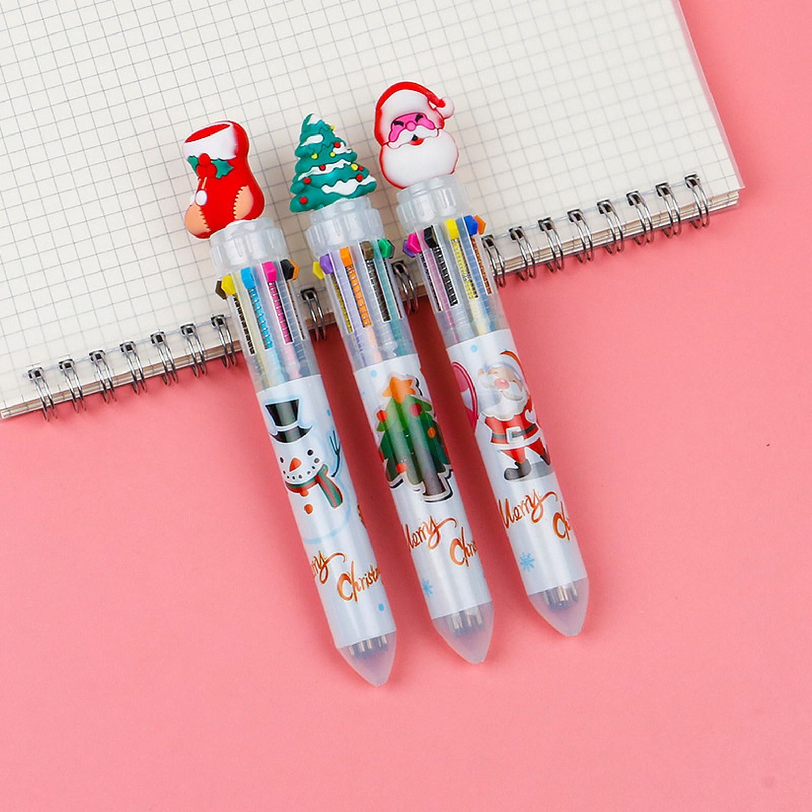 Pens New Christmas Tree Santa 6 Colors Cartoon Press Plastic Cute ...