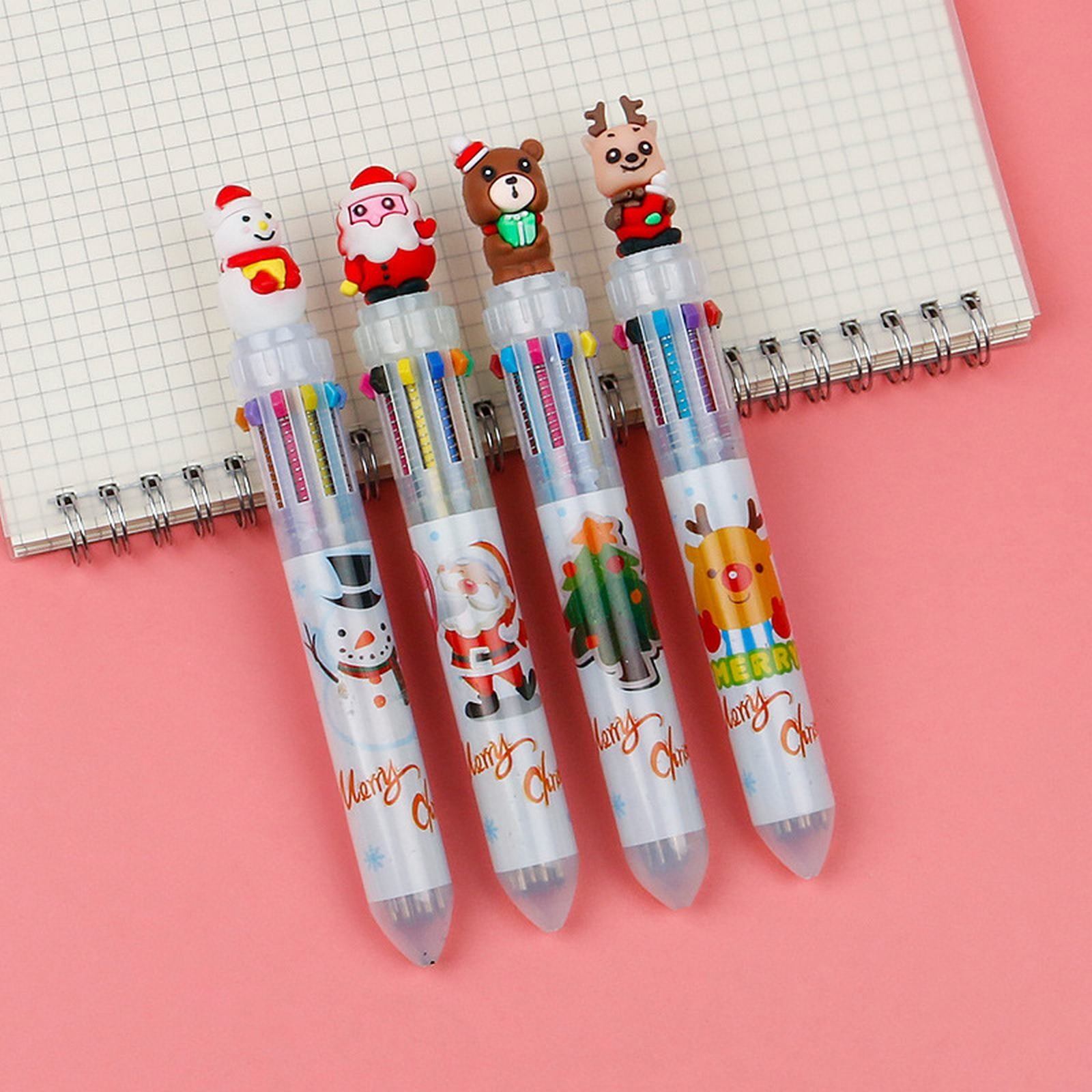 Pens New Christmas Tree Santa 6 Colors Cartoon Press Plastic Cute ...