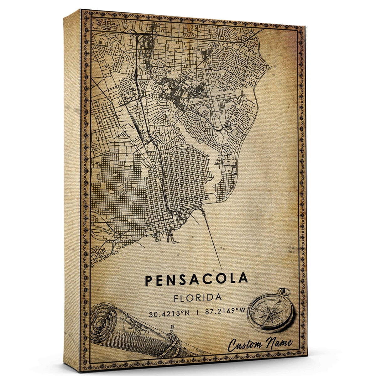 Pensacola Map Poster, Florida Map Art Poster, Canvas, Pensacola Map ...