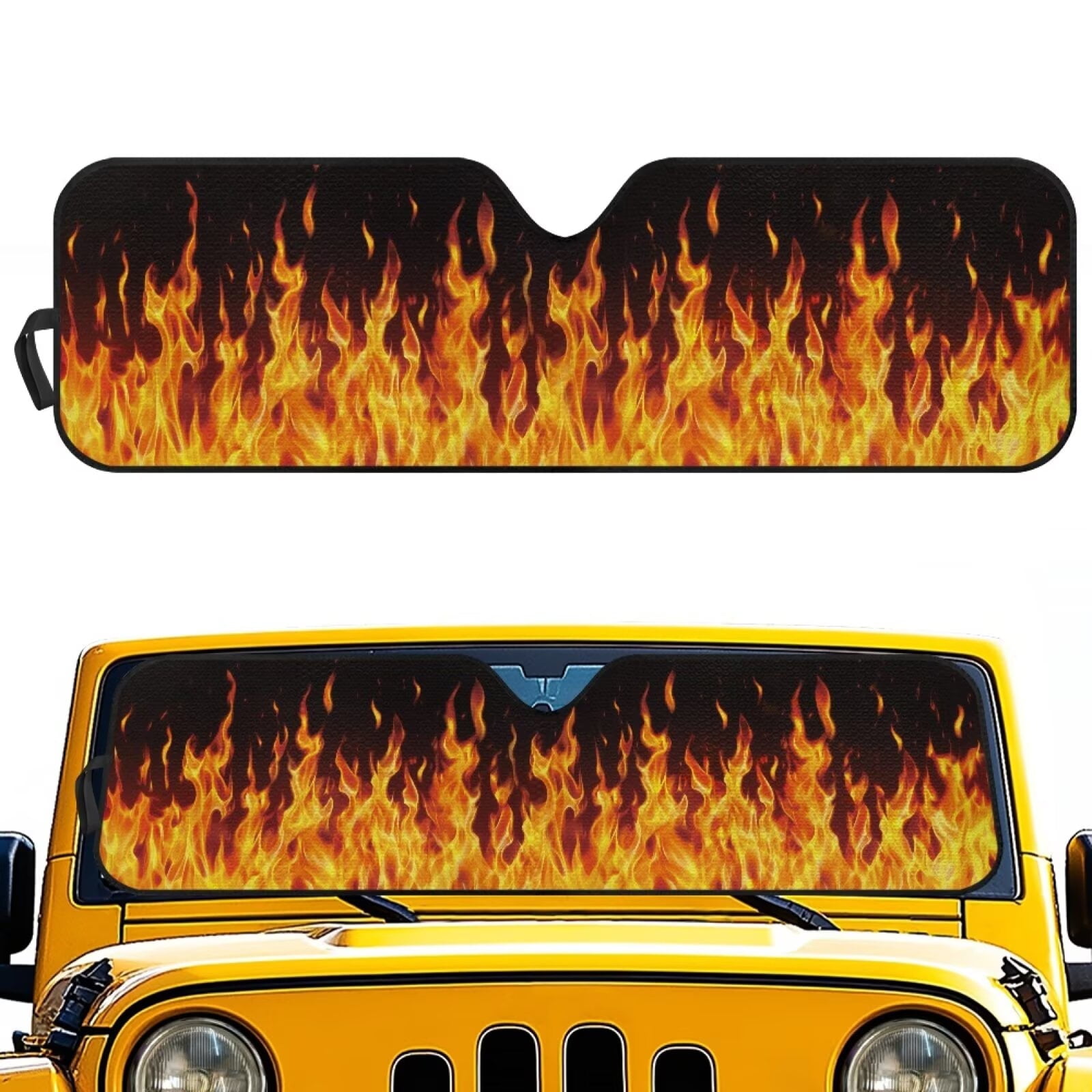 Pensura Fire Print Windshield Sun Shade Suitable for Wrangler, Compass ...