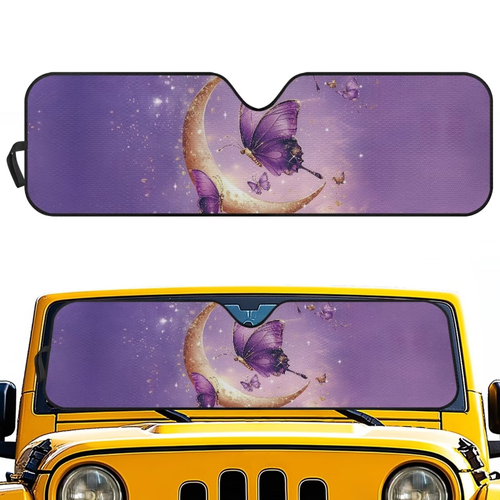 Uorisanigo Windshield Sun Shade for Jeep, Moon Purple Butterfly ...