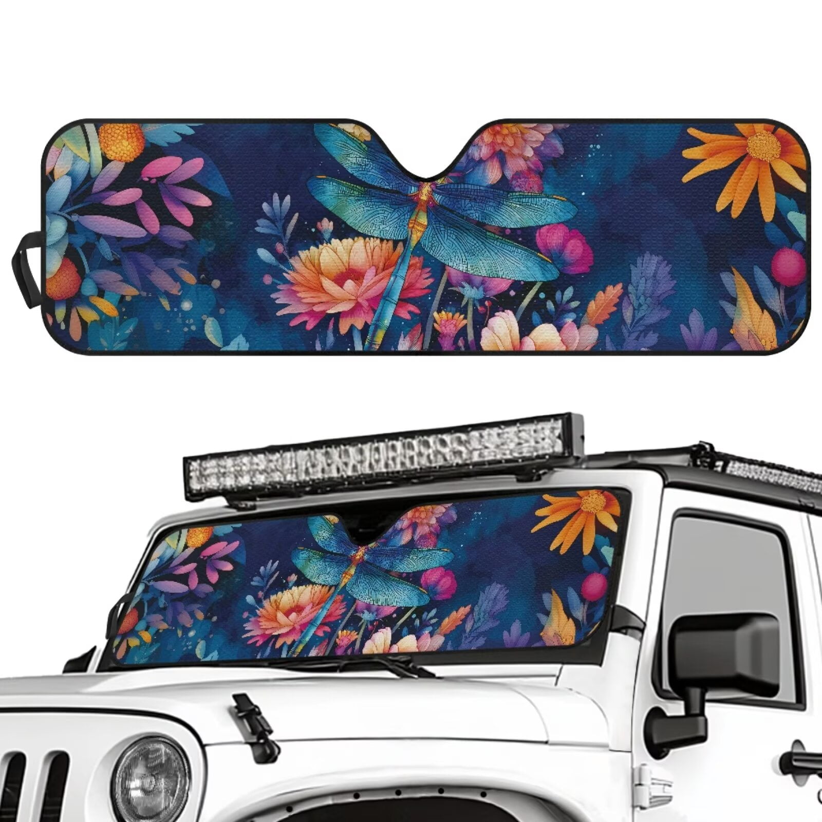 Pensura Windshield Sunshade Floral Dragonfly Sun Shade Heat Shield ...
