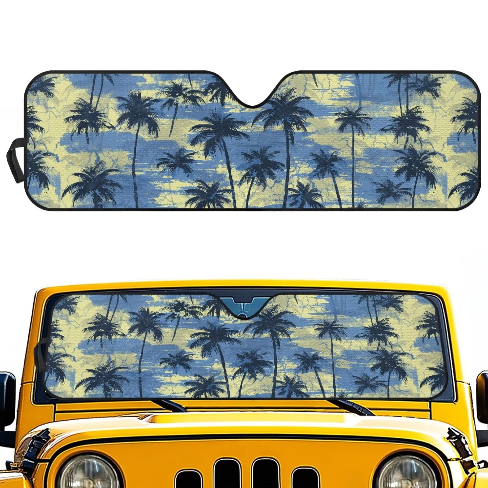 Uorisanigo Windshield Sunshade for Jeep, Summer Coconut Tree Front ...