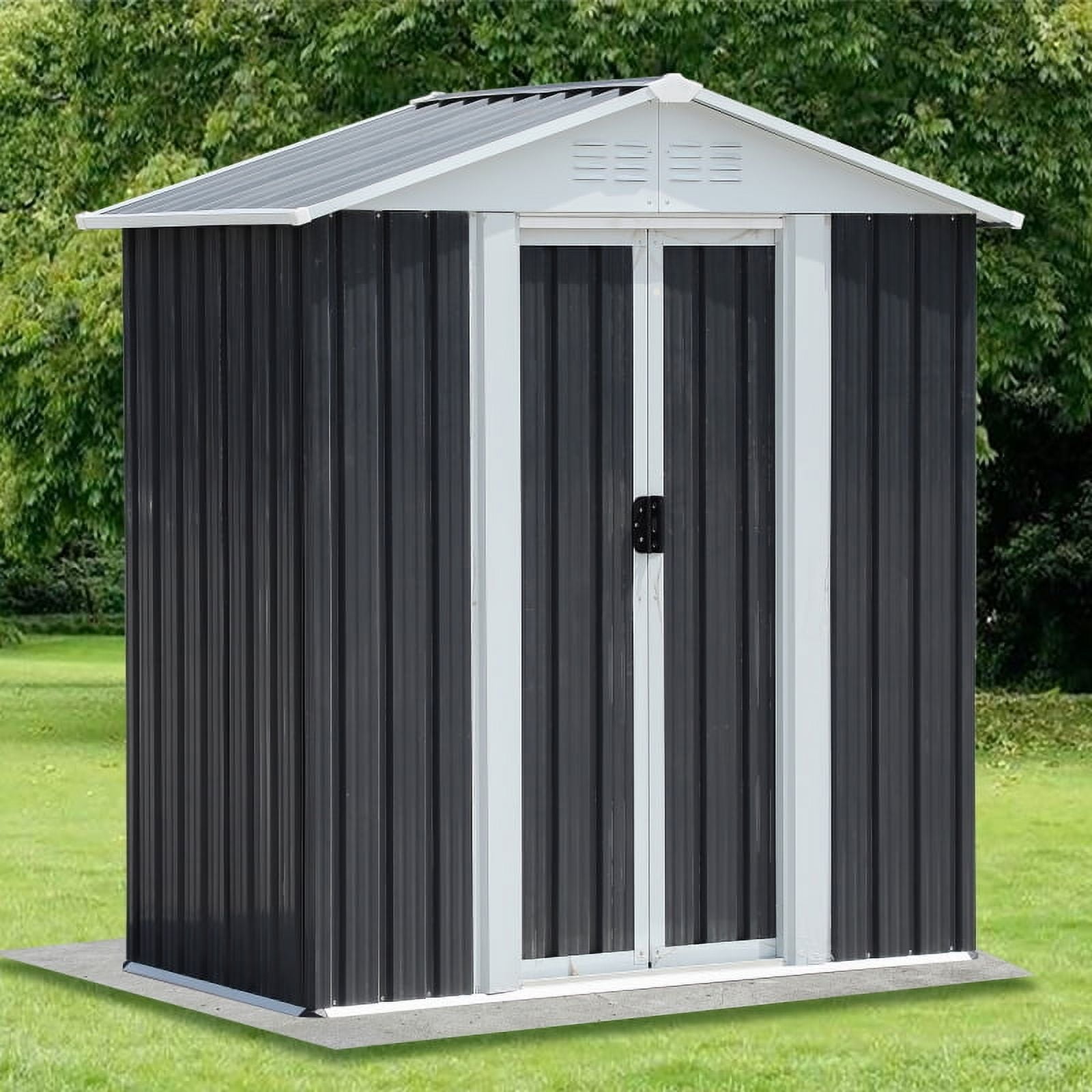 Pent Roof Grey Outdoor Tool Bike Storage Garden Shed With Aluminum ...
