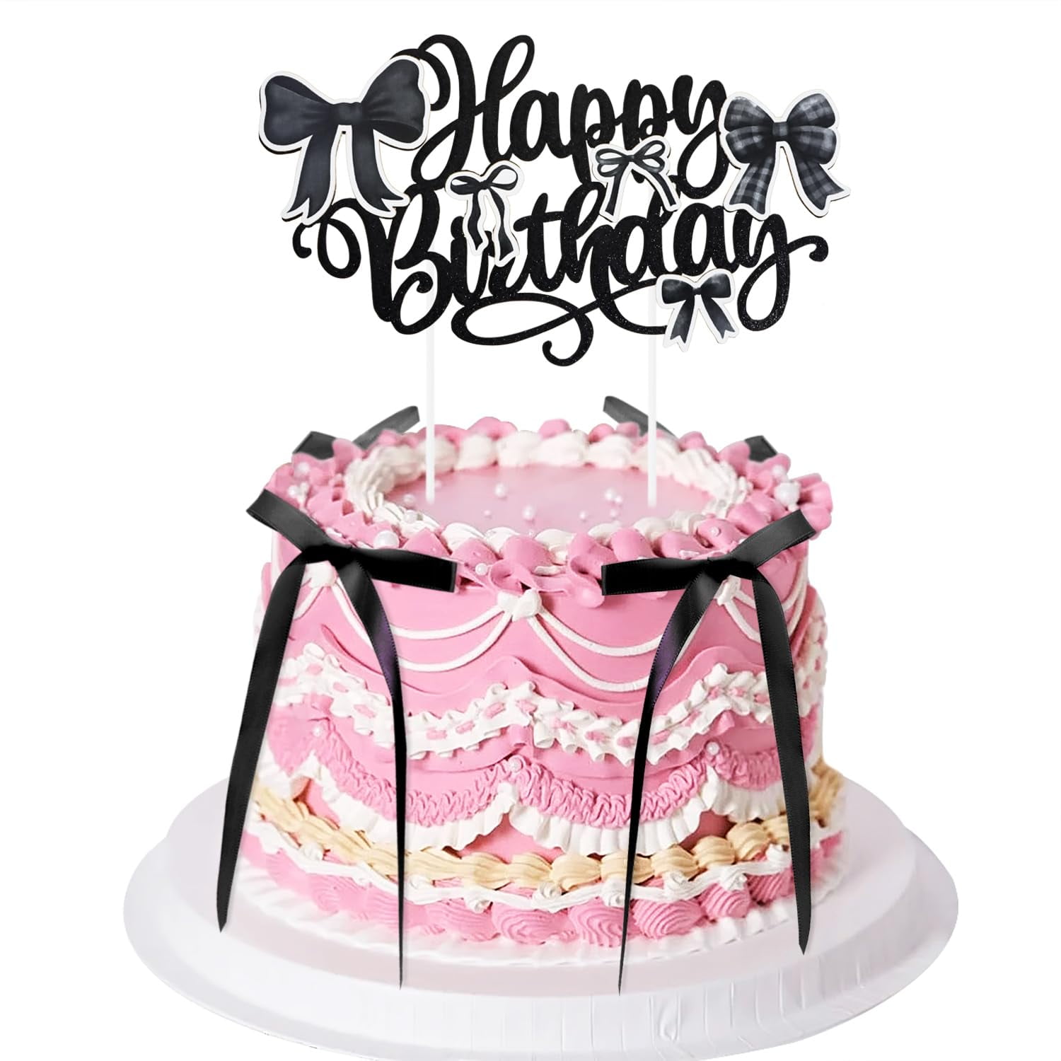 Penta Angel 6Pcs TWE5 Bow Cake Toppers Vintage Satin Ribbon Cake ...