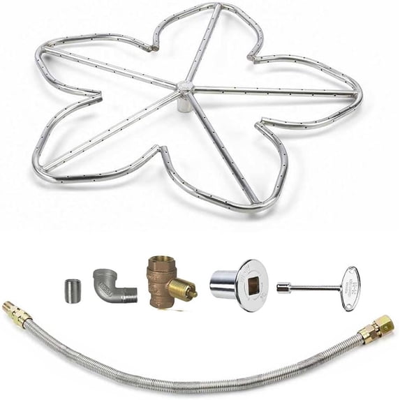 Penta Match Lit Fire Pit Burner Kit (FPS-PENTA30KIT-NG-MSCB) with 30 ...