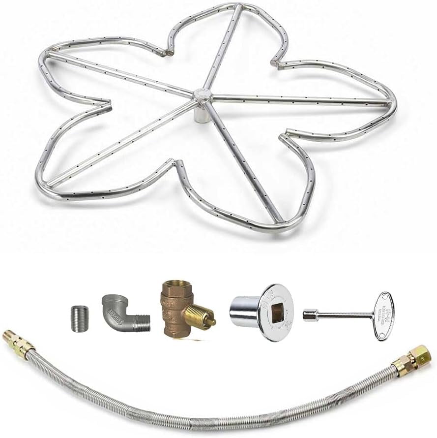 Penta Match Lit Fire Pit Burner Kit (FPS-PENTA36KIT-NG-MSCB) with 36 ...