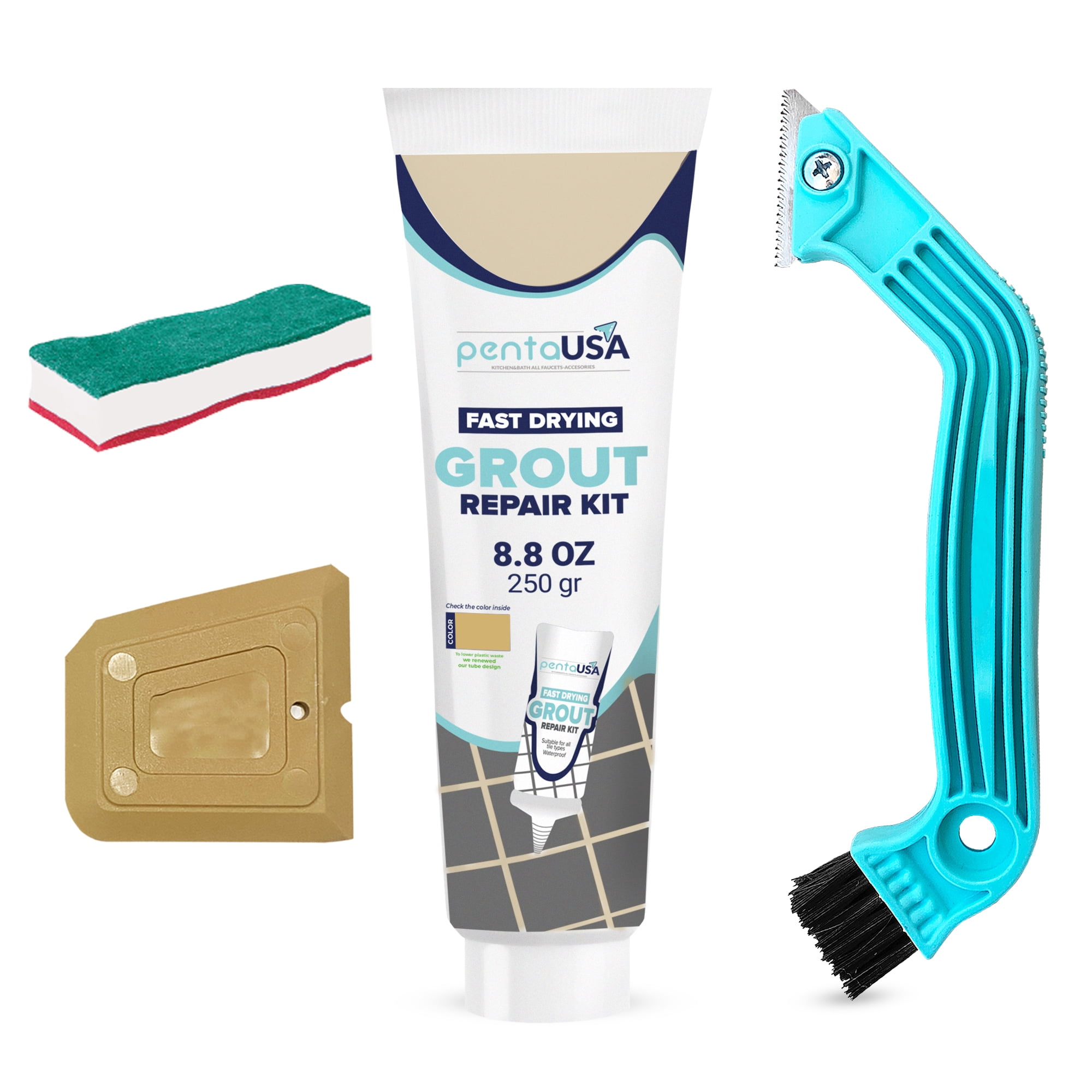 PentaUSA Beige Repair Tile Grout - Tile Grout Repair Kit with Grout ...