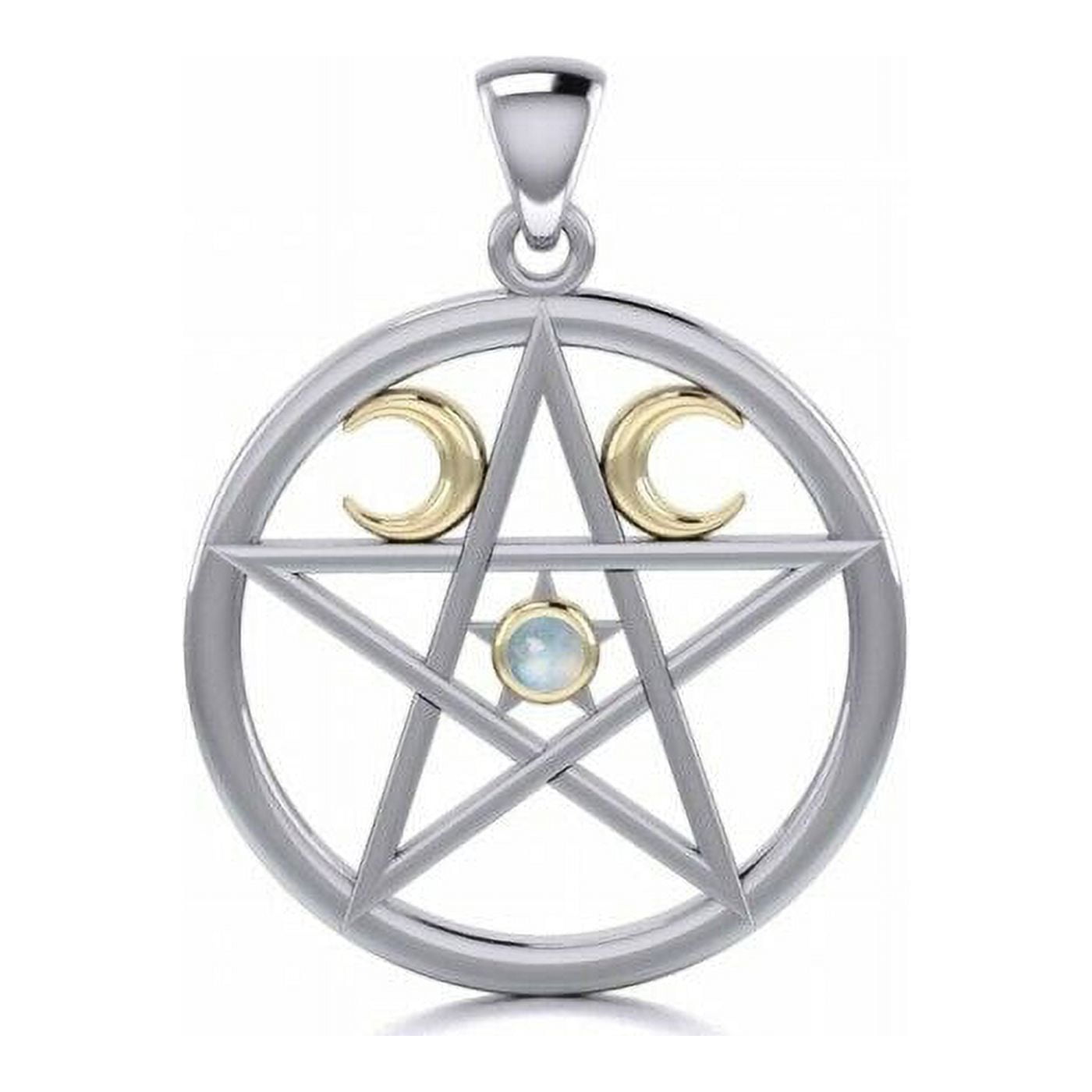 Pentacle Crescent Moon .925 Sterling Silver Pendant Peter Stone Gold ...