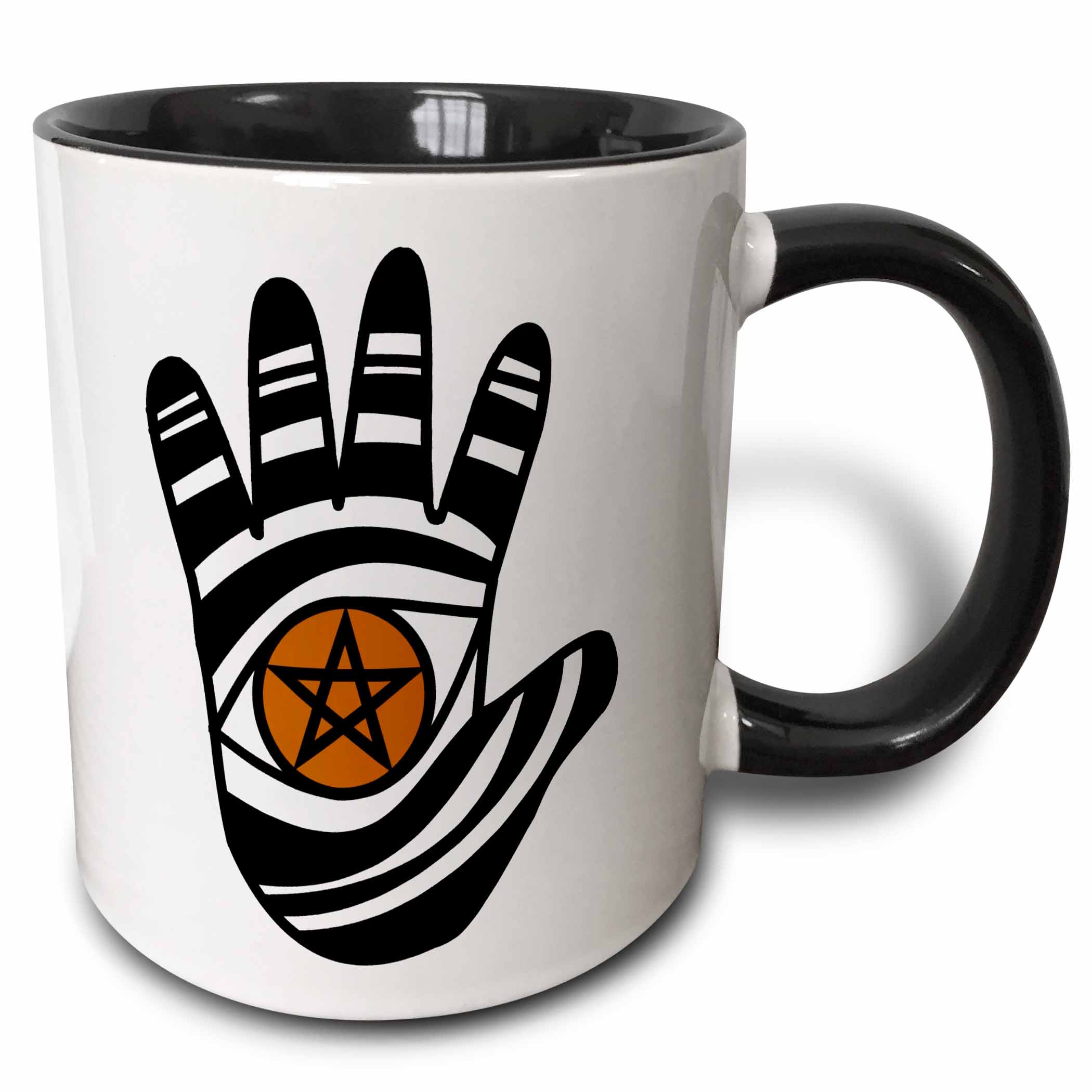 Pentacle Hand Pagan Witchcraft Tribal Wicca Symbol 11oz Two-Tone Black ...