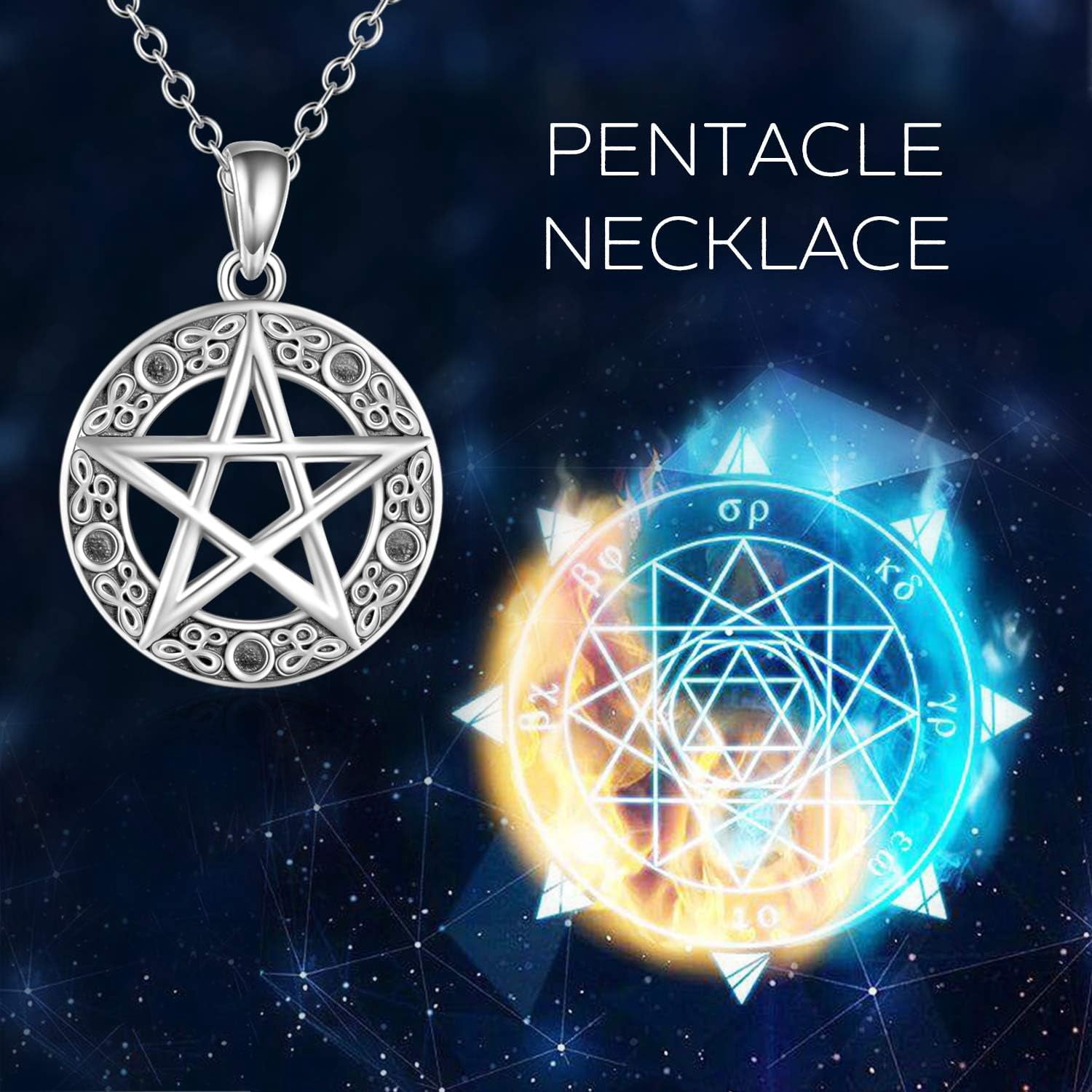 Pentacle Necklace Sterling Silver Pentagram Pentacle Pendant Necklace ...