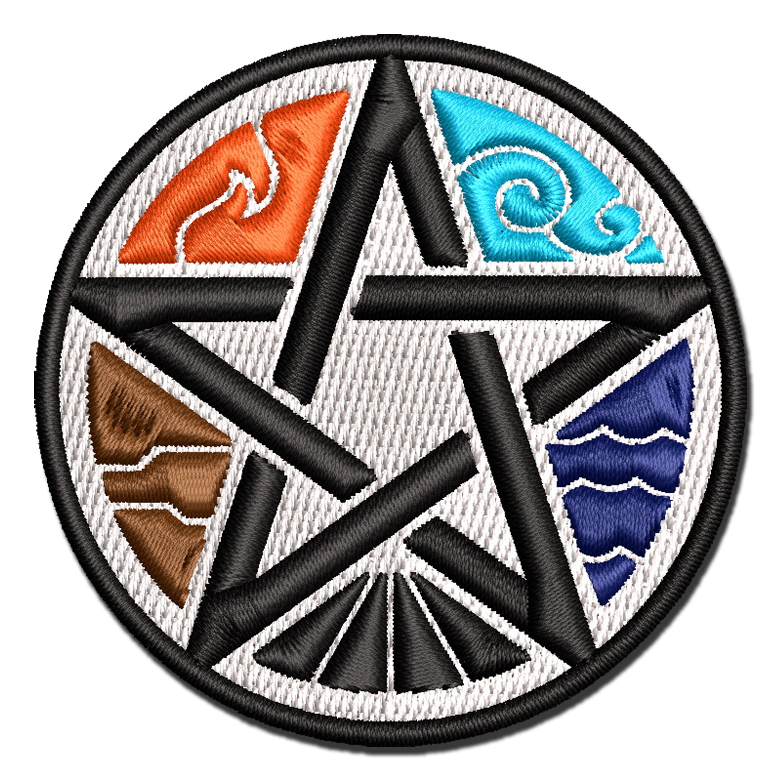 Pentacle Star of Elements Magical Talisman Symbol Applique Multi-Color Embroidered Hook & Loop ...
