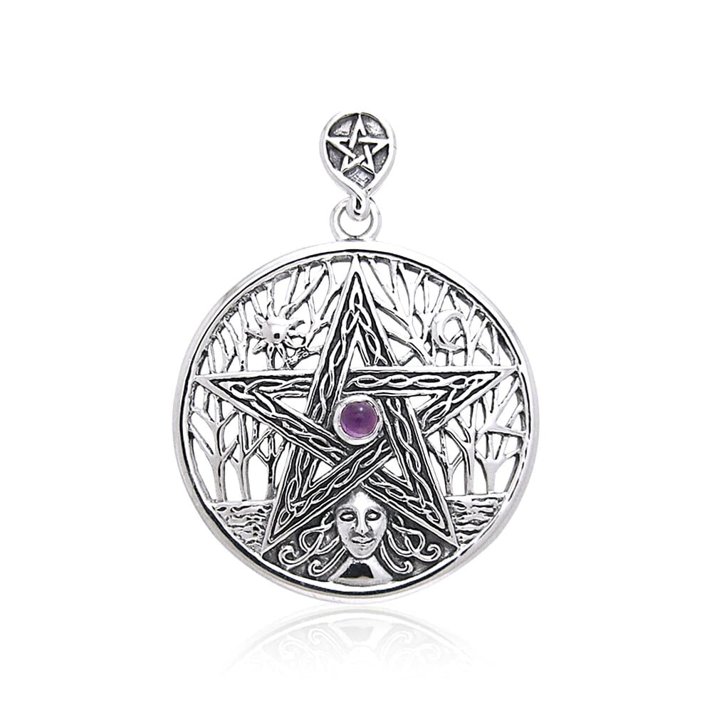 Pentacle Tree of Life Pendant Goddess 925 Sterling Silver Pagan Wiccan ...