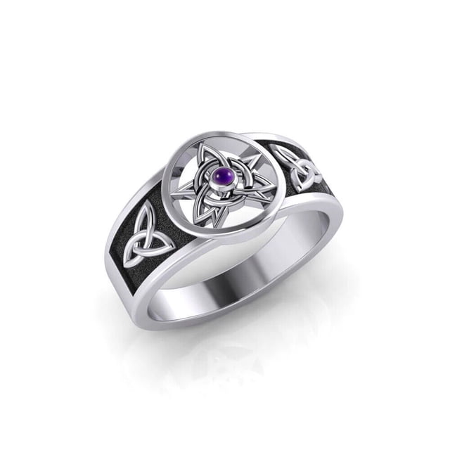 Pentacle Trinity Druid Amulet 925 Sterling Silver Ring Wiccan Jewelry ...