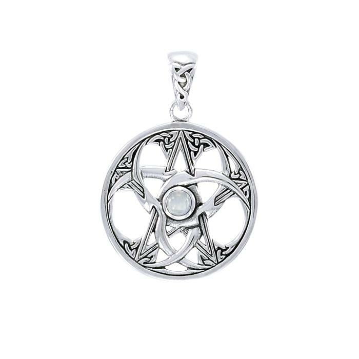 Pentacle Triple Crescent Moon 925 Sterling Silver Pendant Fine Wiccan ...