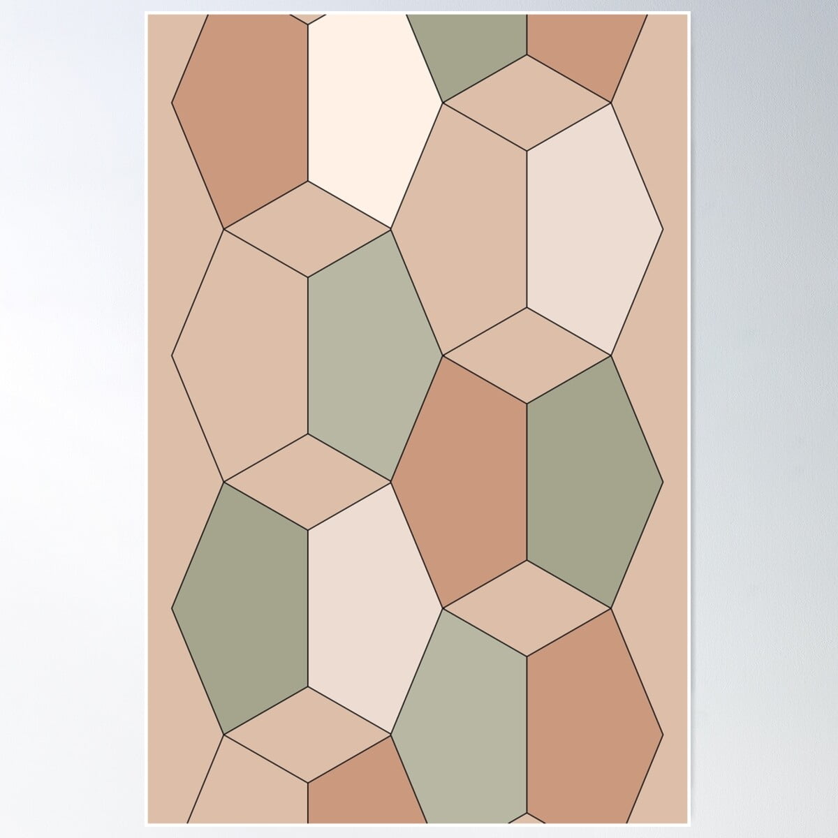 Pentagon Illusion Poster Wall Art, Modern Wall Decor For Living Room ...