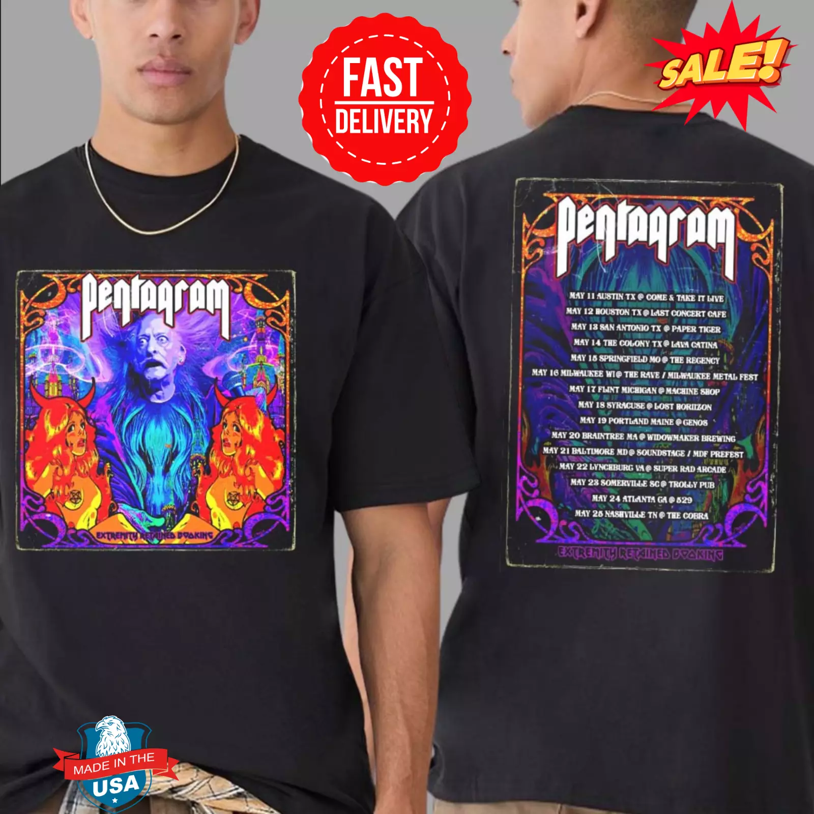 Pentagram Band US Tour 2025 Dates List Tshirt - Walmart.com
