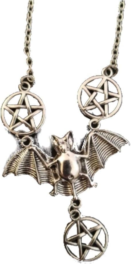 Pentagram Bat Necklace Triple Pendant Spirit Astrology Space Pentacle ...