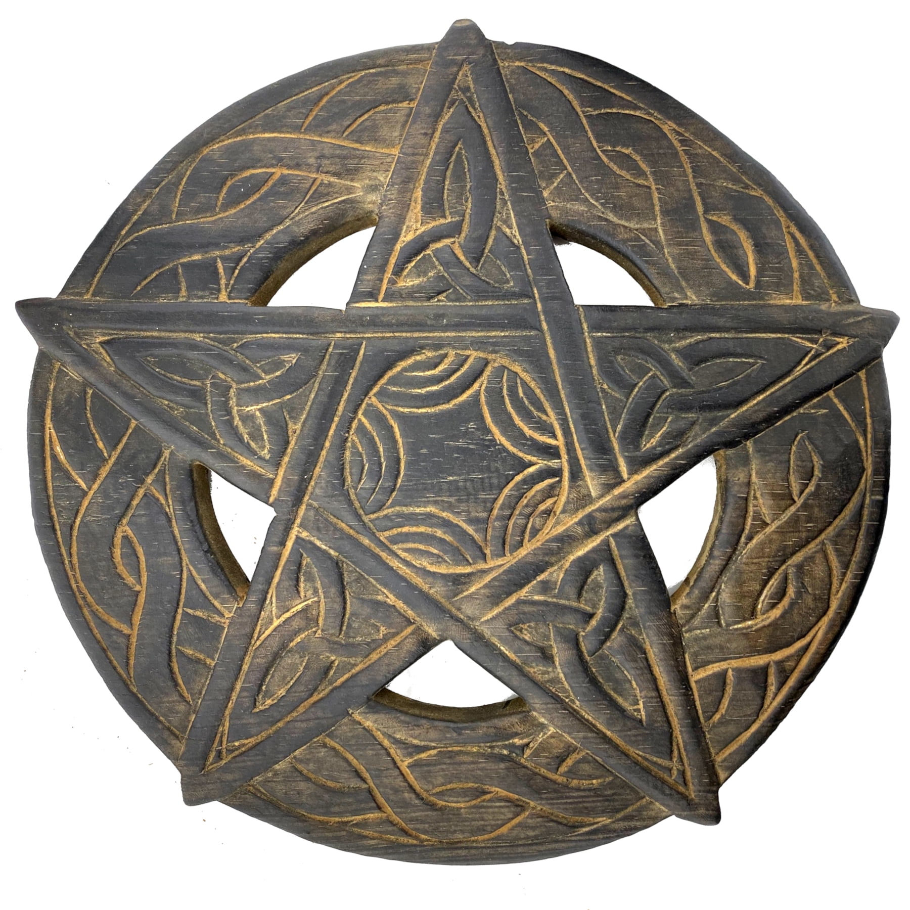 Pentagram Celtic Wall Art Wood Wall Sculpture- Hanging Hand Carved Home ...