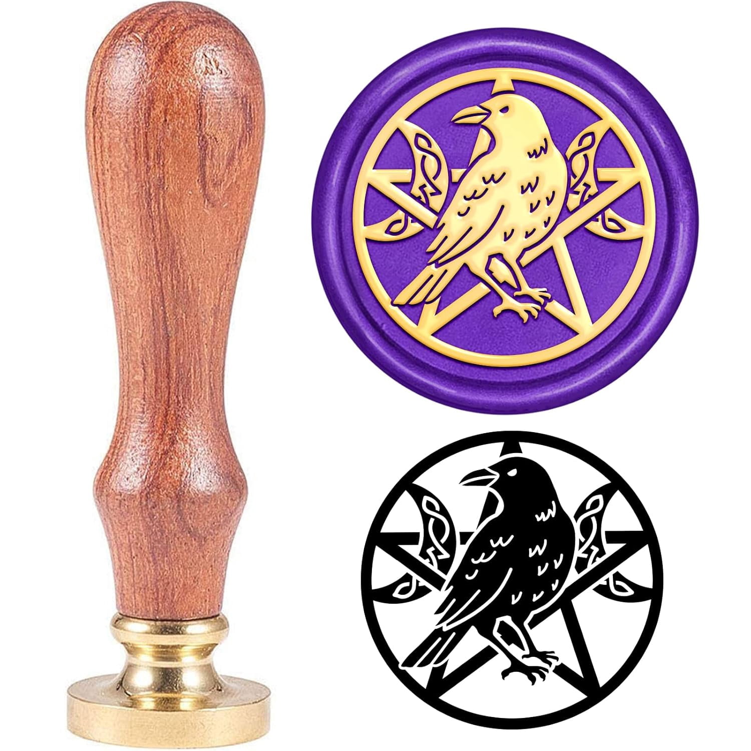 Pentagram Crow Wax Seal Stamp 1.18in Vintage Sealing Wax Stamp with ...