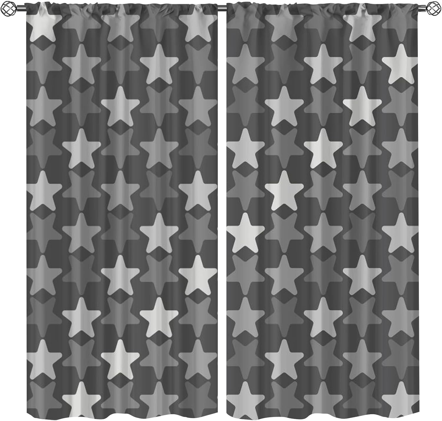 Pentagram Curtains, Big Stars Pattern Monochrome Modern Design Starry ...