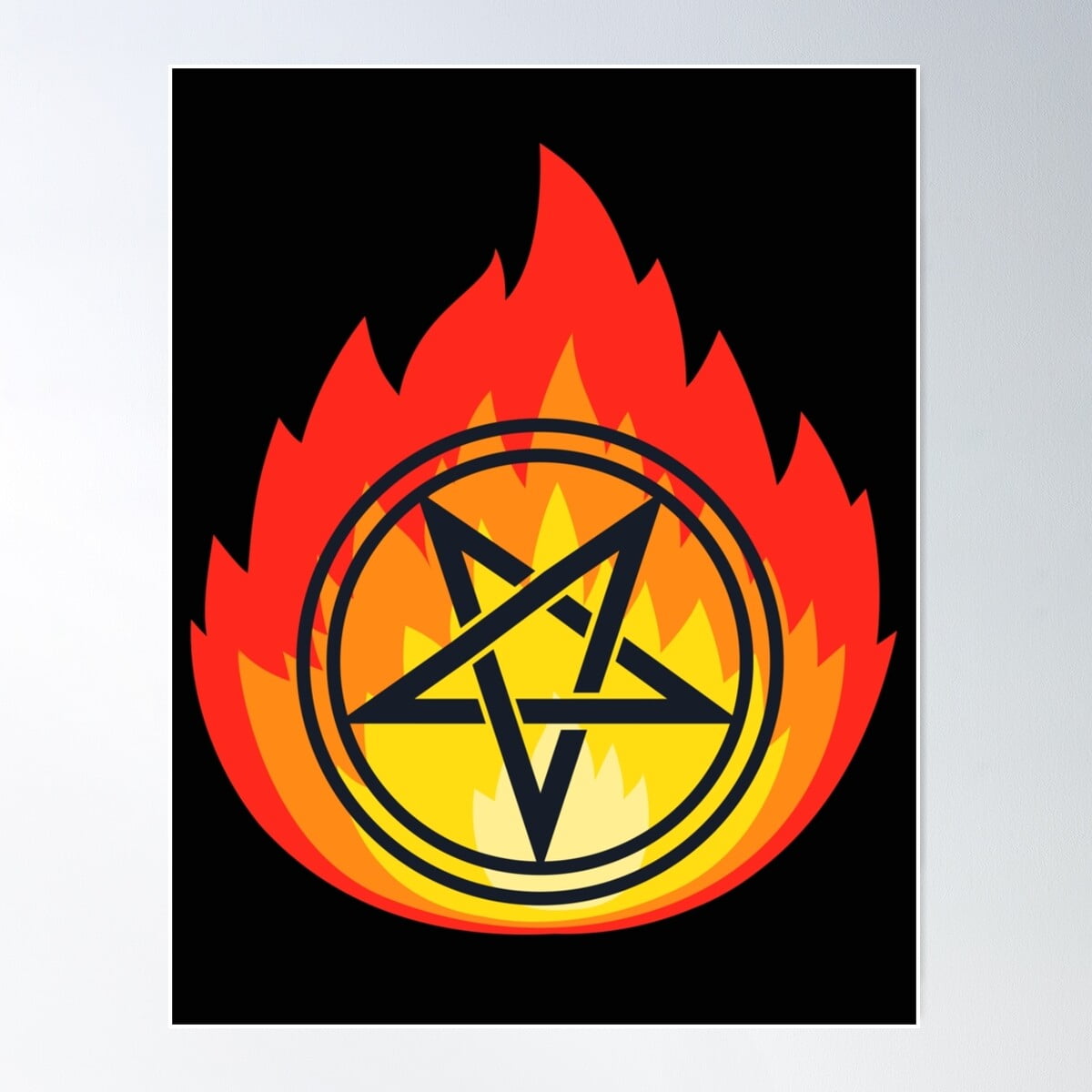 Pentagram In Fire For Witches And Wizards Poster Wall Art, Modern Wall ...