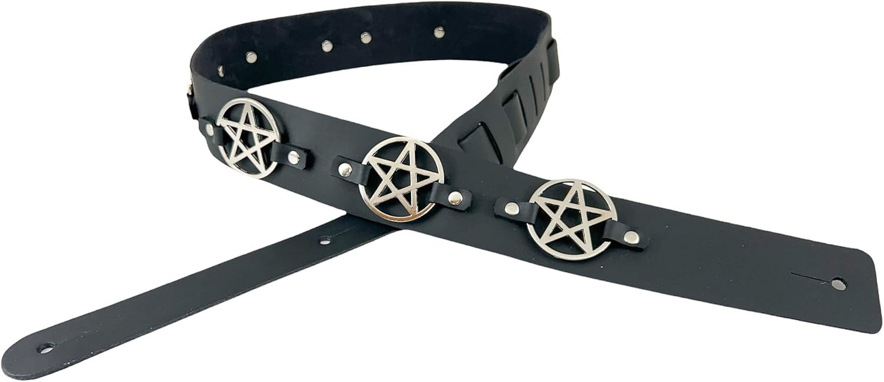 Pentagram Leather Guitar Strap Nail head Rivet Bass Acoustic Electric ...