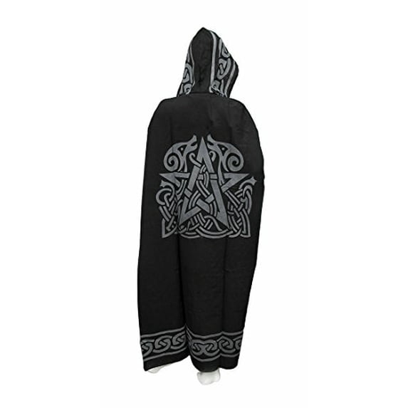 Pentagram Lightweight Cotton Hooded Ritual Cloak Gray Celtic Knot ...