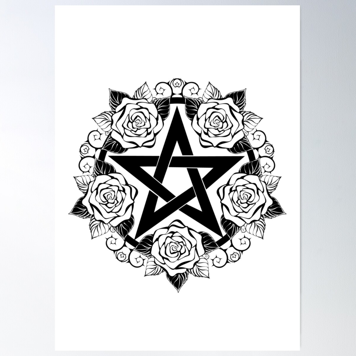 Pentagram Of Roses Poster Wall Art, Modern Wall Decor For Living Room ...