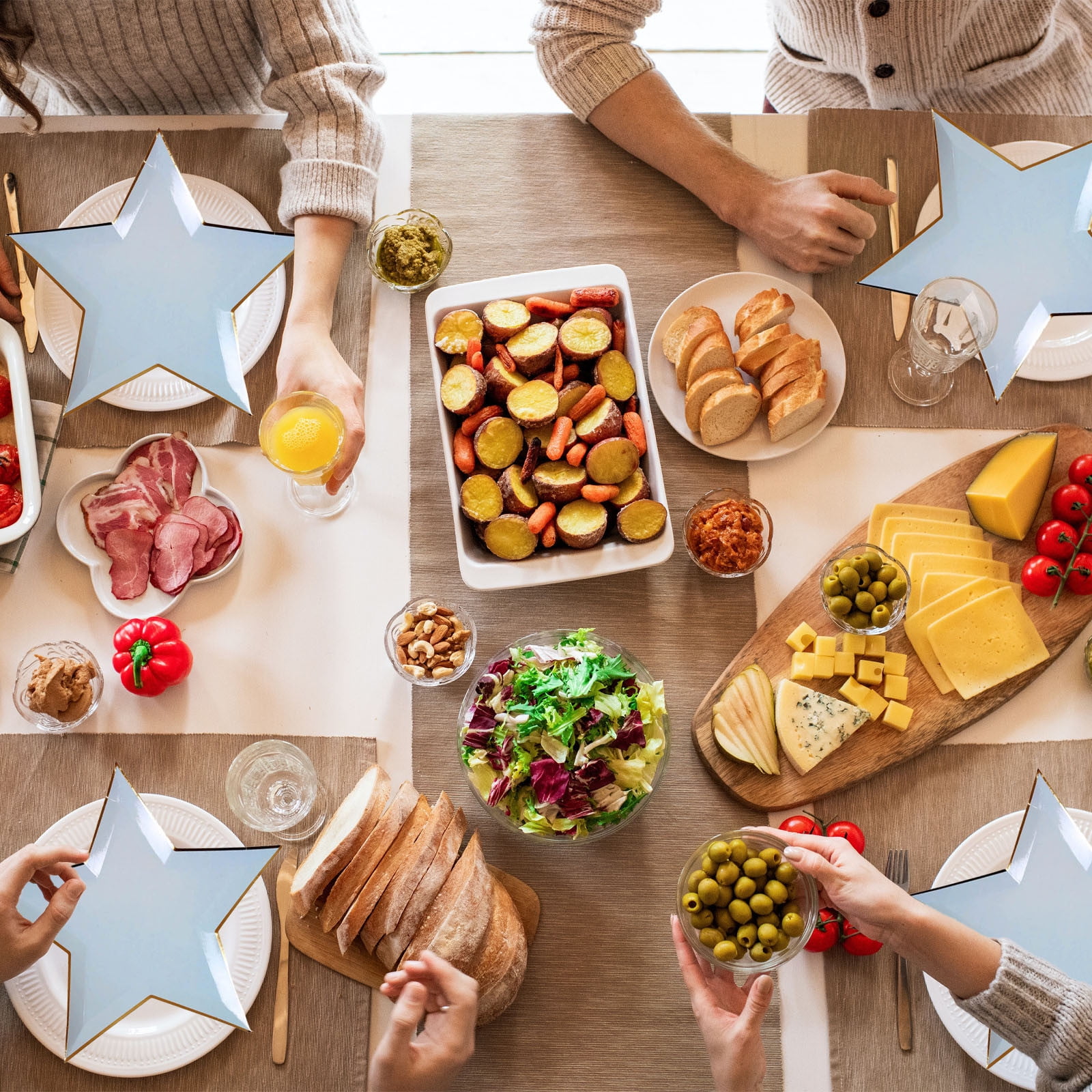Pentagram Paper Dinner Trays - Multi-Colored Disposable Party Trays ...