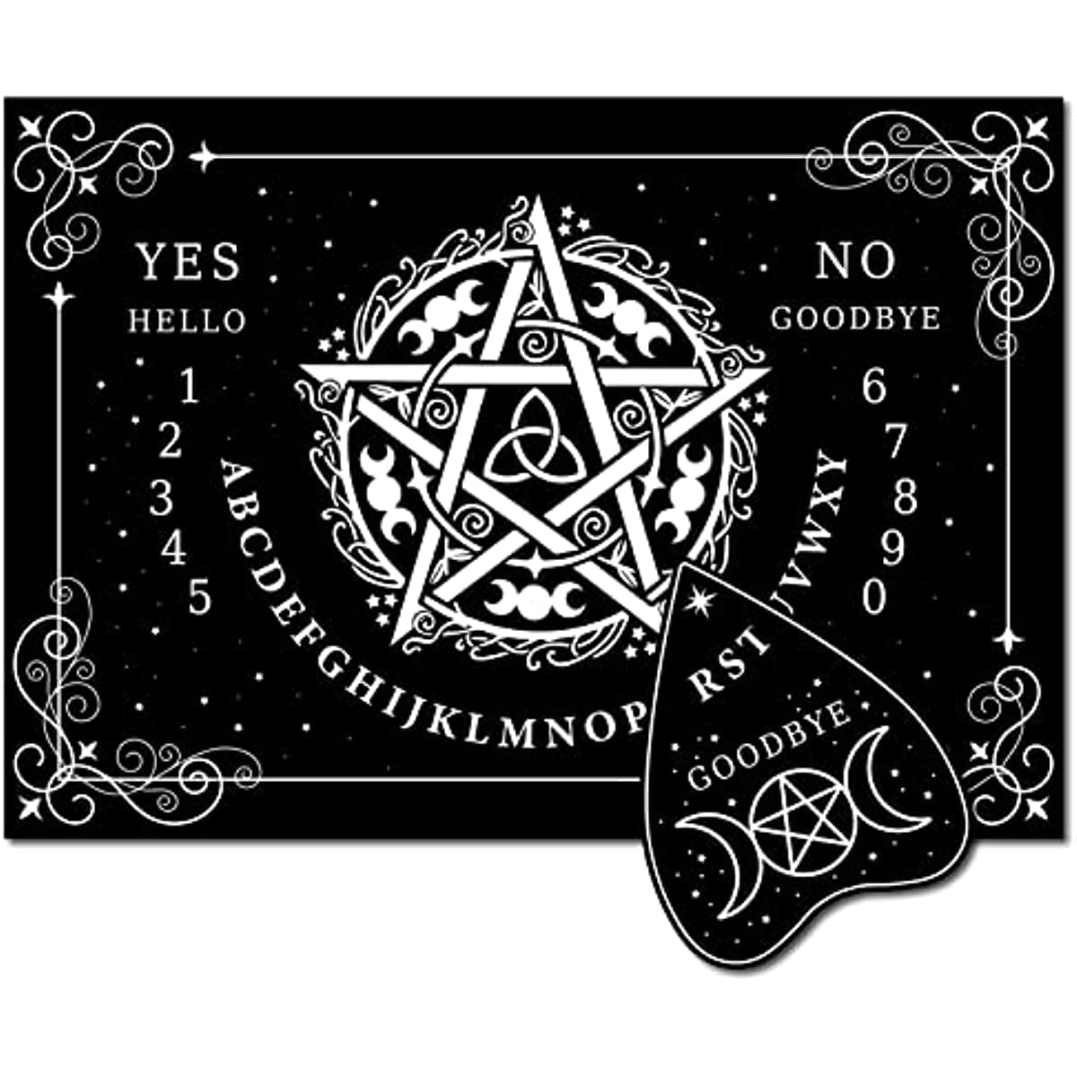 Pentagram Pendulum Board Wooden Talking Boards with Planchette Black ...