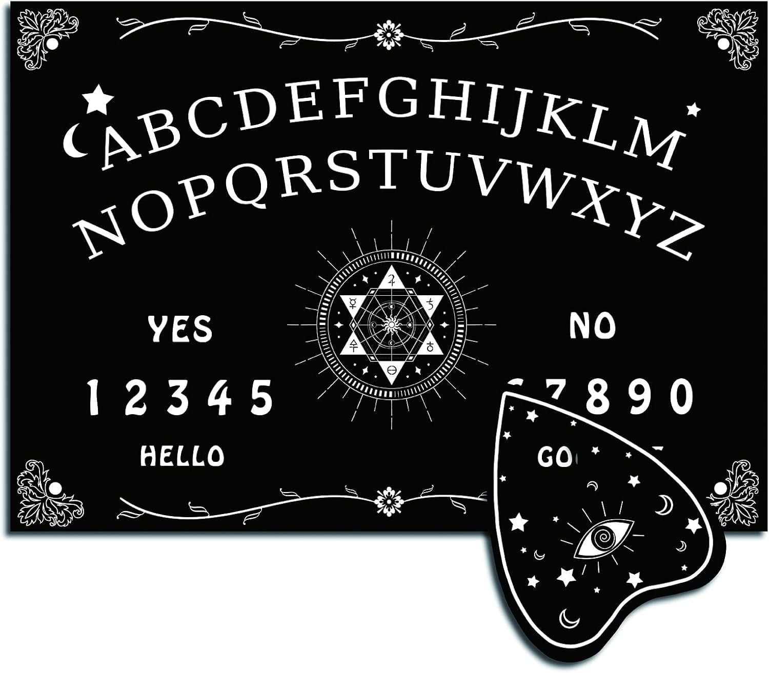 Pentagram Pendulum Board Wooden Talking Boards with Planchette Black ...