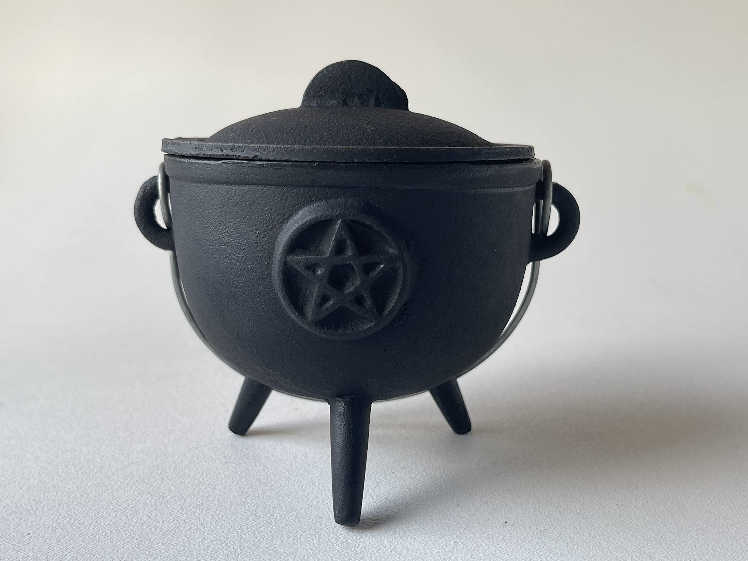 Pentagram Pentacle Cast Iron Cauldron With Lid and Handle, Witches ...