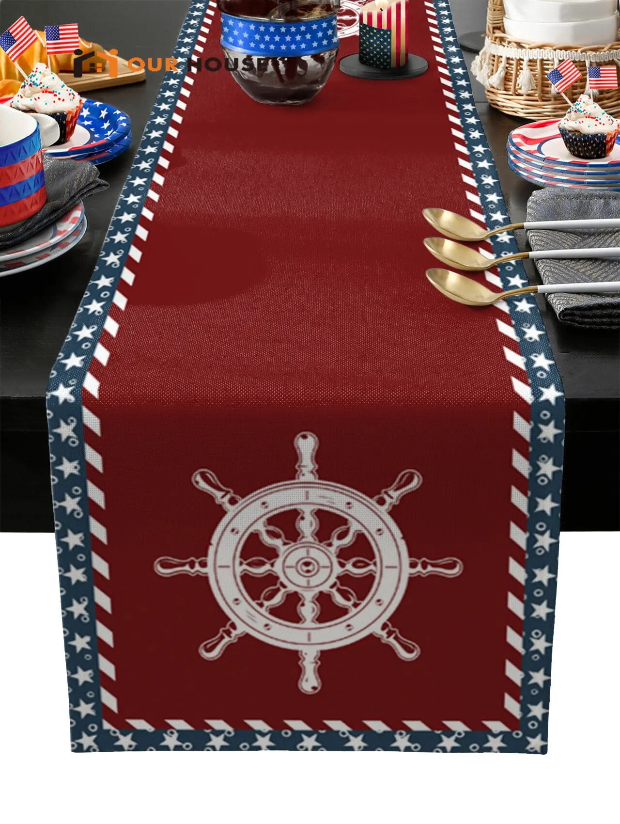 Pentagram Rudder Ocean Mats Table Runner for Coffee Home Kitchen ...