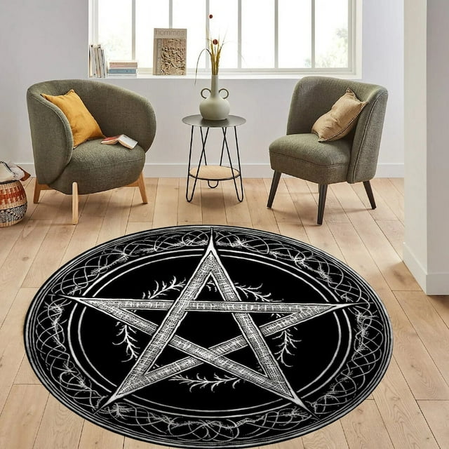 Round Gothic Pentagram Rug 3x3 ft Washable Non-Slip - Walmart.com